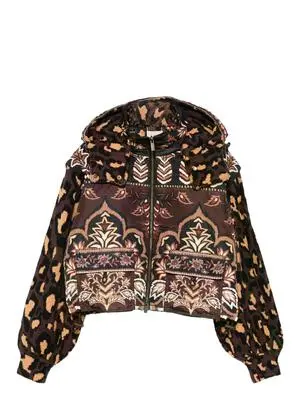 Farm Rio Animal-print Hooded Jacket - Brown