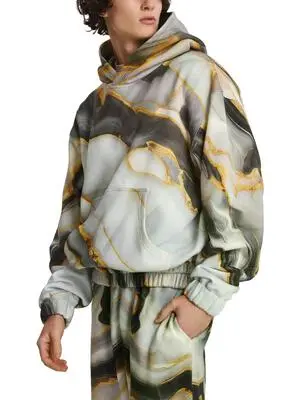 IRINA VOINEA Marble Pattern Hoodie - Neutrals