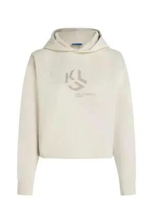 Karl Lagerfeld Logo Studded Hoodie - Neutrals