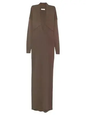 ENTIRE STUDIOS V-neck Panelled Maxi Dress - Brown