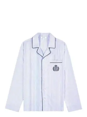 SPORTY & RICH Striped Embroidered Shirt - Blue