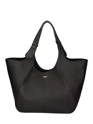 BOSS Leather Tote Bag With Logo - Black