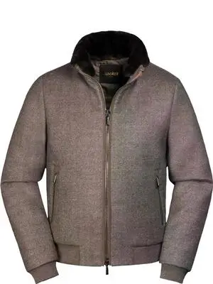 MOORER BELLATI Wool Bomber Jacket Brown