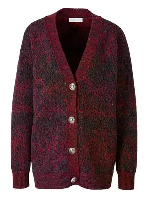 Rabanne Textured Button Wool Cardigan - Red