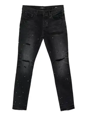 PURPLE BRAND Distressed Splatter Denim - Black