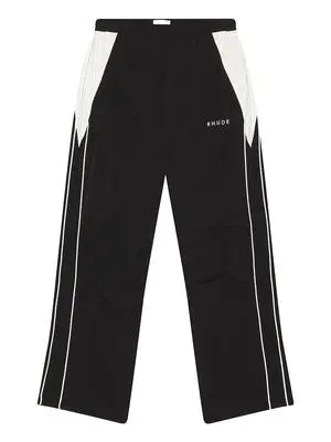 Rhude Ramona Piping Track Pant In Black - Black & White