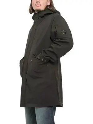 C.P. COMPANY Hooded Long Coat - Black