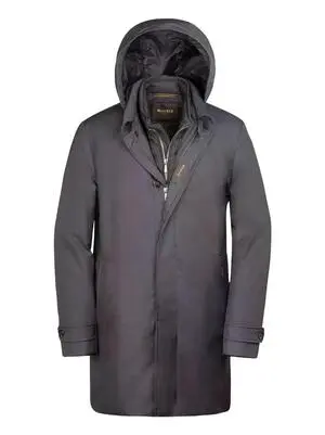 MOORER Layered Hooded Coat - Grey
