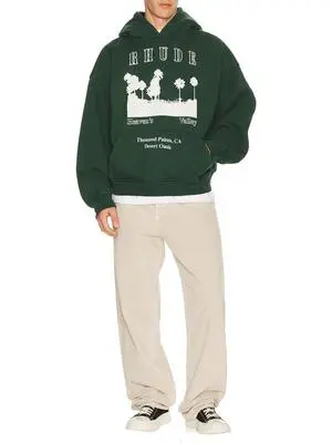 Rhude Thousand Palms Hoodie - Vintage Forest Green & White
