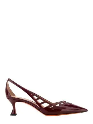 Santoni 55mm Stella Cut-out Leather Pumps - Red