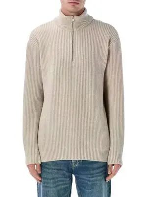Colorful Standard Half-zip Ribbed Knit Sweater - Neutrals