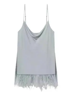 A.L.C. Eliza Feather-trim Top - Blue