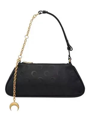 MARINE SERRE Moon Embossed Shoulder Bag With Chain - Black