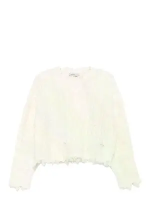 Simkhai Felix Cable-knit Frayed Knitwear - White