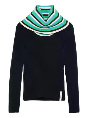 Sunnei Folded Striped Long-sleeve Sweater - Blue