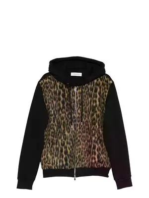 LANVIN Animal-pattern Zip Hoodie - Black