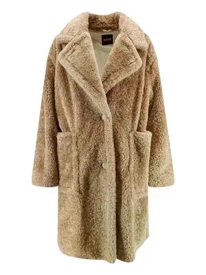 BOSS Button-front Faux-fur Coat - Neutrals