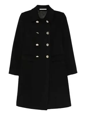 Tagliatore Long-sleeve Double-breasted Coat - Black