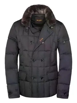 MOORER Fur Collar Double-breasted Jacket - Black