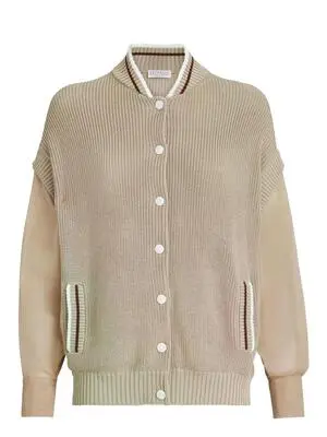 Brunello Cucinelli Organza-sleeves Cardigan - Neutrals