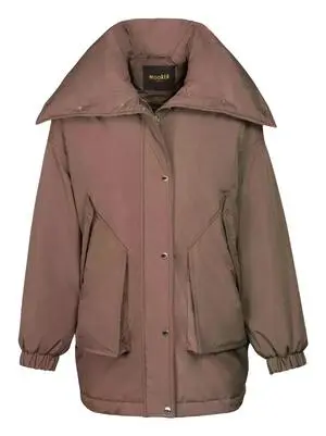 MOORER Wide-collar Padded Jacket - Brown