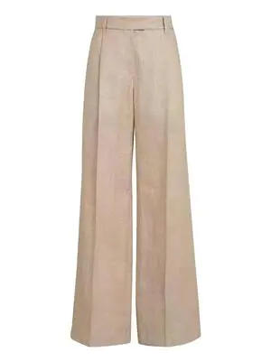Brunello Cucinelli Pleated Trousers With Monili Detail - Neutrals