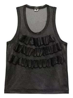 Comme Des Garçons Mesh Ruffled Vest - Black