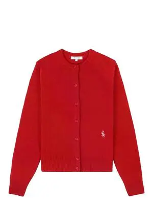 SPORTY & RICH Embroidered Button Cardigan - Red