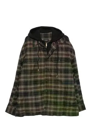 WILLY CHAVARRIA Ganadero Hooded Flannel Overshirt - Green