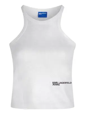 Karl Lagerfeld Ribbed Racerback Top - White