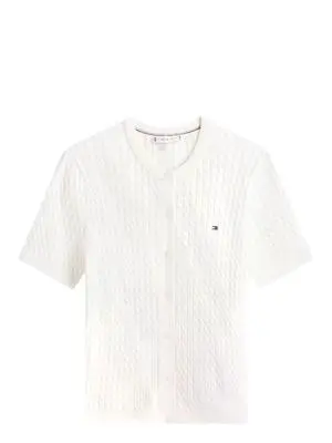 Tommy Hilfiger Cable-knit Short-sleeve Cardigan - White