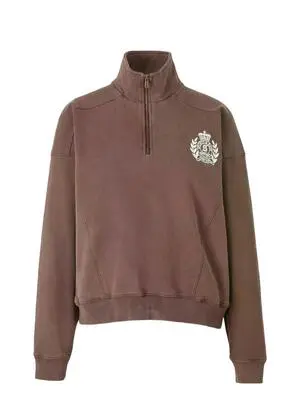 SPORTY & RICH Logo-Embroidered Half-Zip Sweatshirt