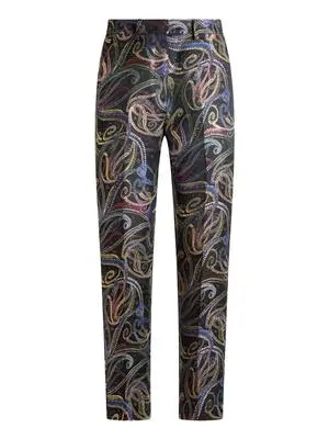 Etro Pressed Crease Paisley-motif Trousers - Black