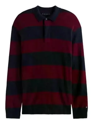 Tommy Hilfiger Striped-collared Polo-shirt - Blue