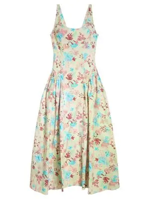 Isolda Palaceteb Floral Midi Dress - Neutrals