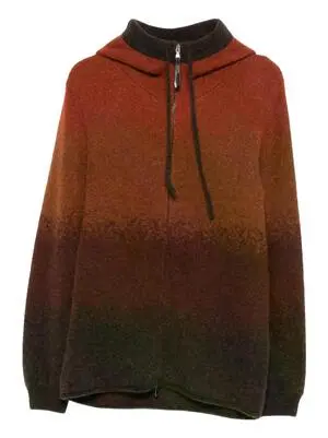 120% Lino Hooded Zip-front Cardigan - Brown