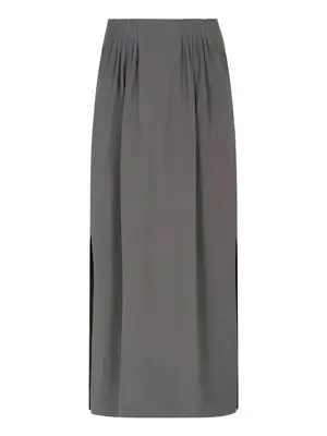 Giorgio Armani Pleated Maxi Skirt With Side Slits - Grey