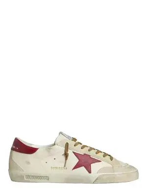 GOLDEN GOOSE Super-star Sneakers With Red Leather Star And Suede Inserts - White
