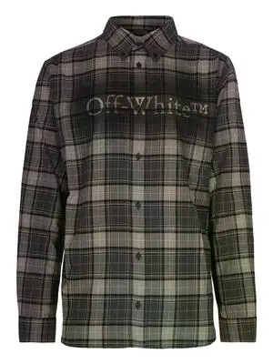 Off-White Plaid Long Sleeve Shirt - Grey
