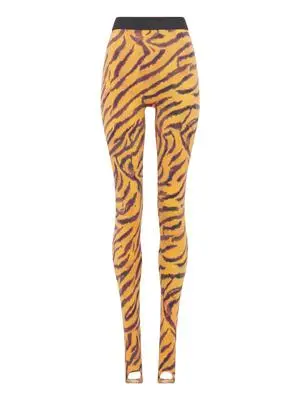 MARINE SERRE Tiger-print Leggings Orange