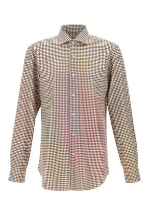 BARBA NAPOLI Checked Long-sleeves Shirt - Brown