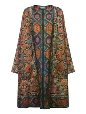 PIERRE-LOUIS MASCIA Tapestry-pattern Pocket Coat - Brown