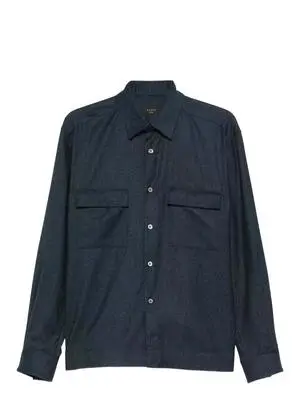 XACUS Pocket-chest Wool Shirt - Blue