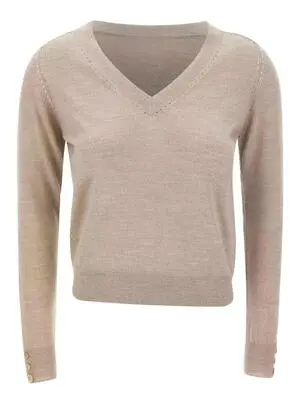 Liu Jo V-neck Wool Pullover - Neutrals
