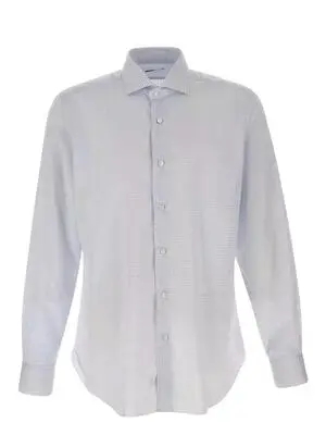 BARBA NAPOLI Micro-checked Long-sleeve Shirt - White
