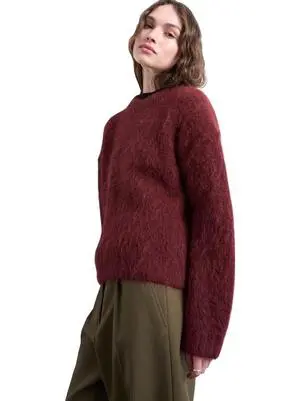 Topshop Alpaca Blend Boxy Sweater - Burgundy