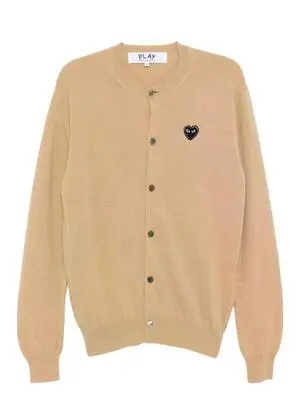 Play Comme Des Garcon Heart-appliqué Cardigan - Neutrals