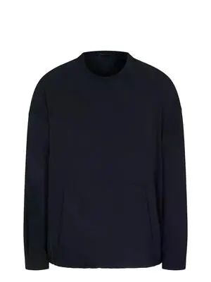 Giorgio Armani Crew-neck Sweatshirt With Pouch Pocket - Blue