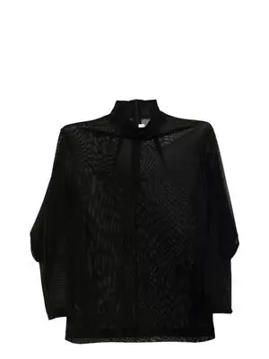 Noir Kei Ninomiya Mesh Long Sleeve Top - Black