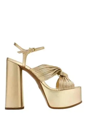 Michael Kors 140mm Alessia Pleated-knot Platform Sandals - Yellow